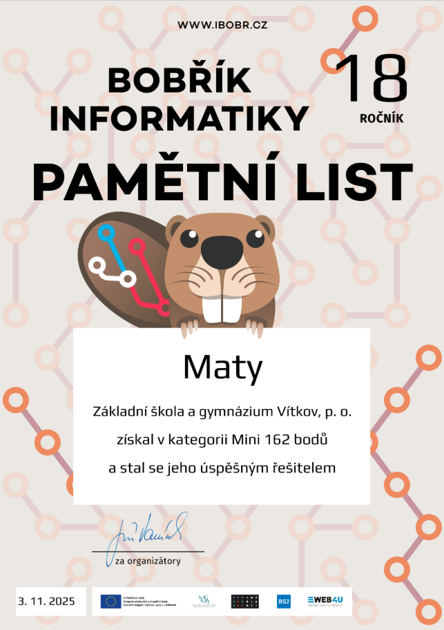 Bobřík informatiky | Fotogalerie | ZŠG Vítkov